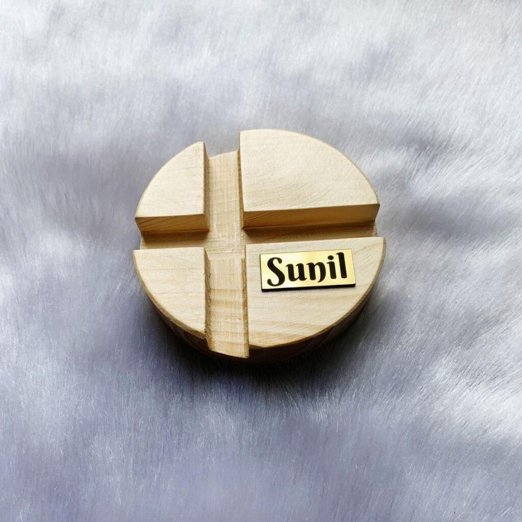 Personalized Pine Wood Mobile Holder | Custom Name Engraved | Unique Gift