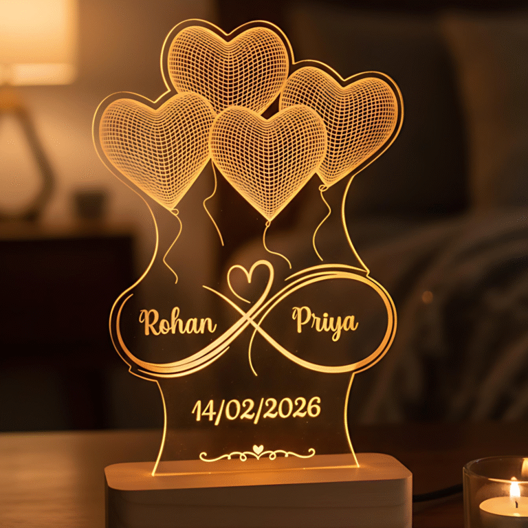 Personalized Couple LED Lamp - Custom Photo & Name - Valentine’s Day Gift