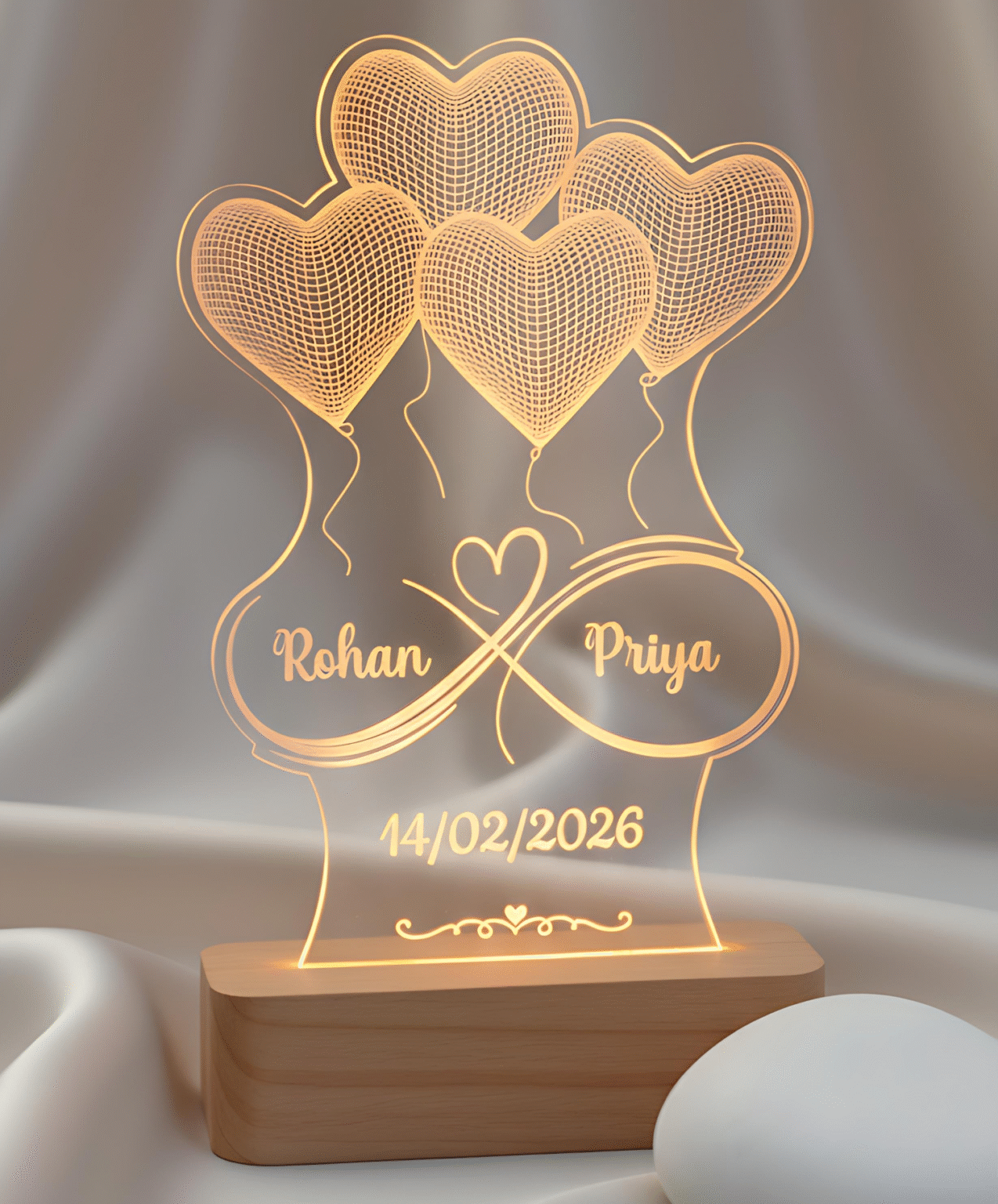 Personalized Couple LED Lamp - Custom Photo & Name - Valentine’s Day Gift