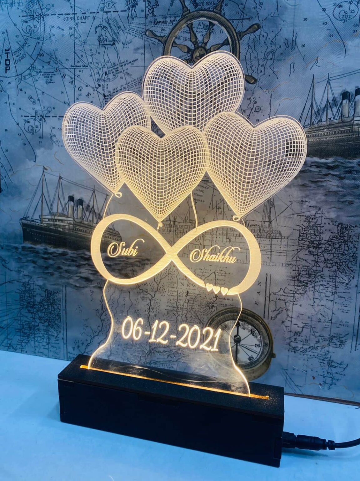 Personalized LED Lamp For Couple - Gifts For Couple - Wedding Gifts ...