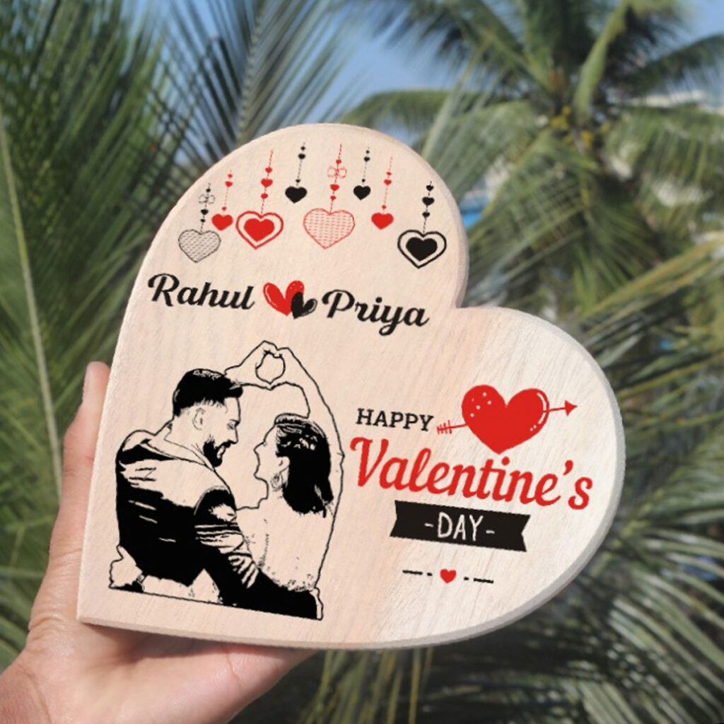 Personalized Heart Wooden Engraved Table Top For Valentines Day ...