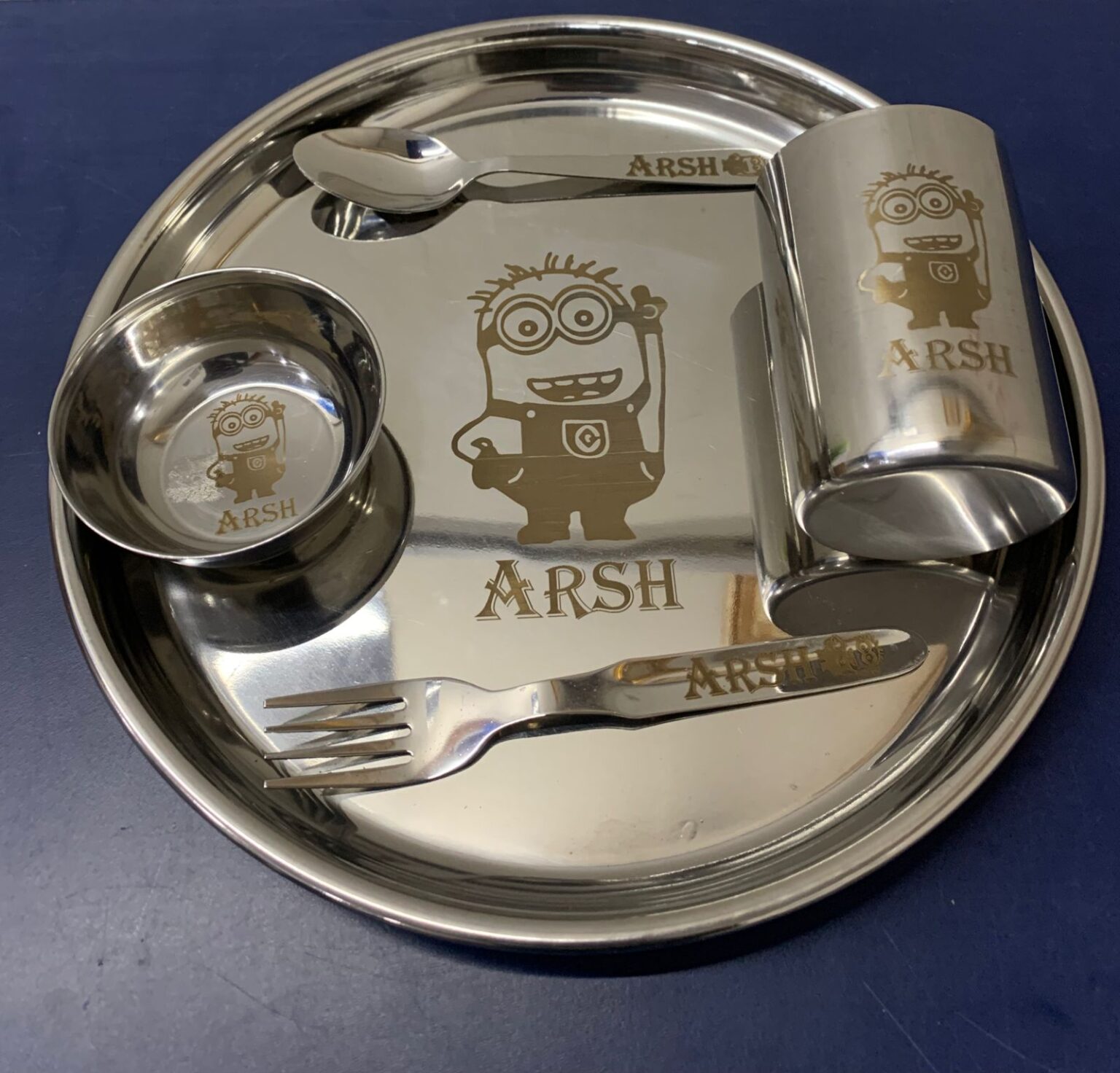 Personalized Dinner Set - Stainless Steel Dinner Set - Name & Design ...