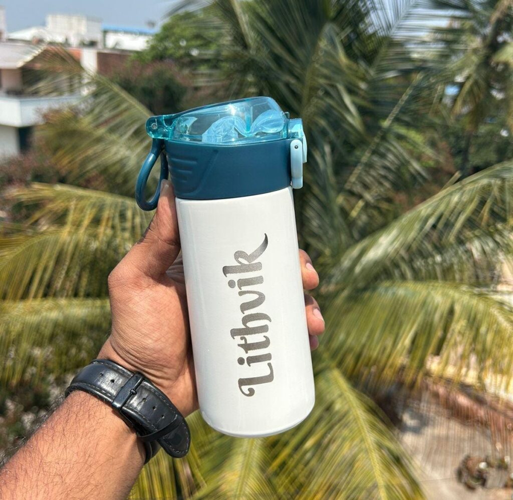 Personalized Kids Sipper Water Bottle with Straw - 350ML Stainless ...