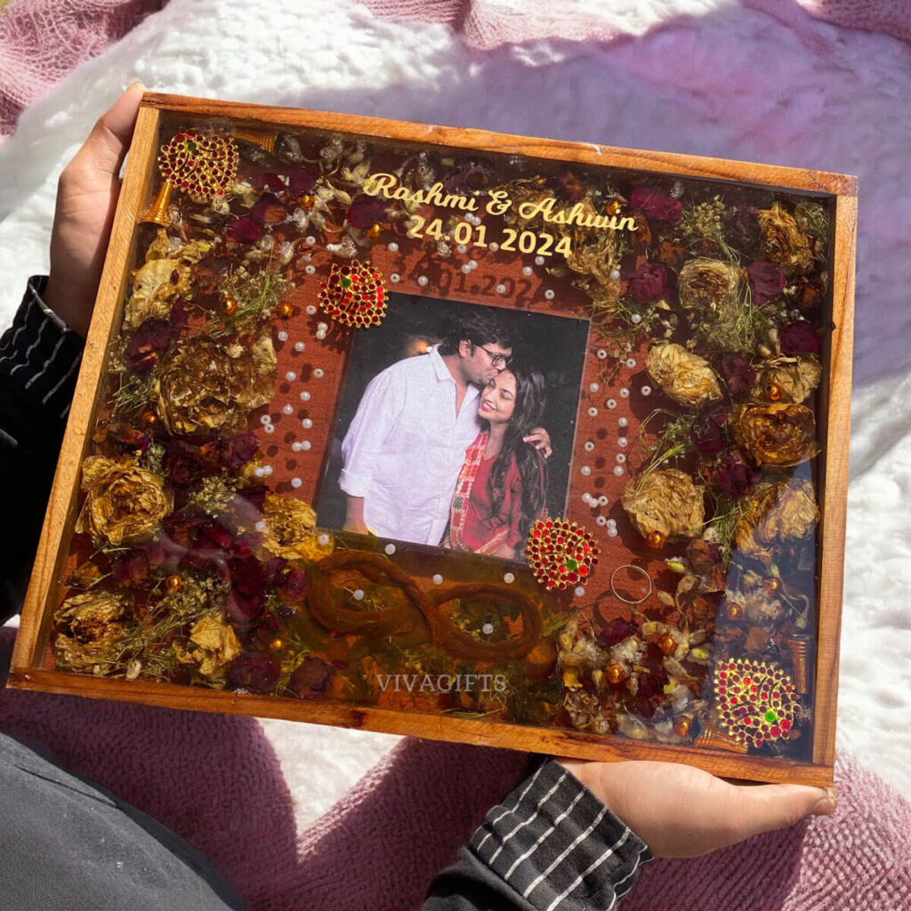 Teak Wood Frame Varmala Preservation - Wedding Garland Preservation ...